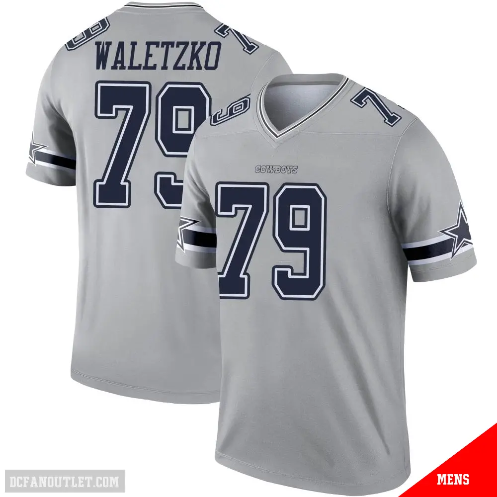 ＃79 Men's Matt Waletzko Gray Legend Dallas Cowboys Inverted Jersey ...